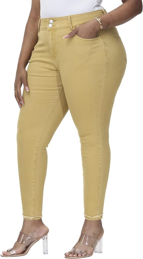 Womens Plus Size Skinny Jeans Stretchy High Waisted Ankle Jean Puhics