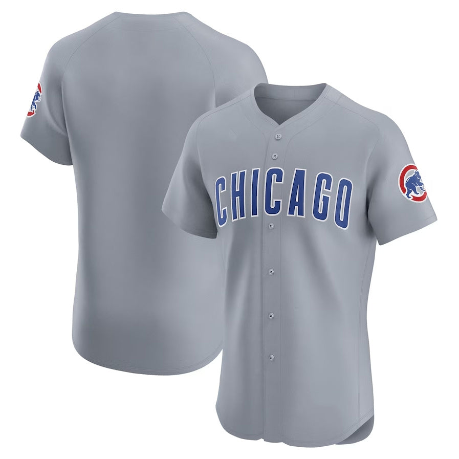 Chicago Cubs Road Vapor Premier Elite Patch Jersey - Gray Stitched Bas ...