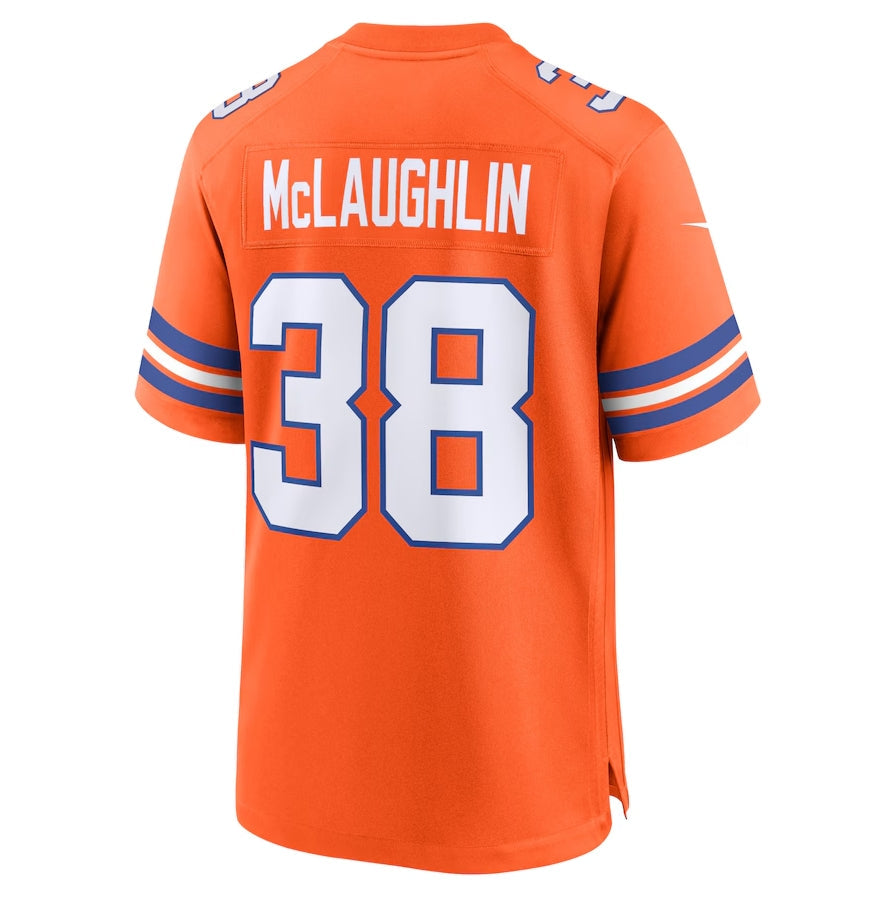 D.Broncos #38 Jaleel McLaughlin Orange Mile High Collection 1977 Throw ...