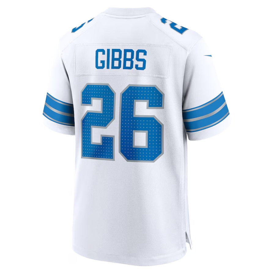 D.Lions #26 Jahmyr Gibbs Game Jersey - White American Football Jerseys ...
