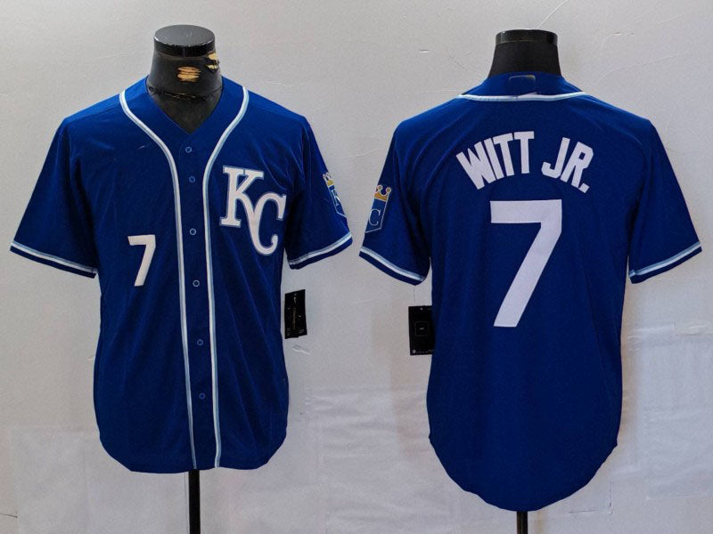 Kansas City Royals #7 Bobby Witt Jr Number Royal Cool Base Stitched Ba ...
