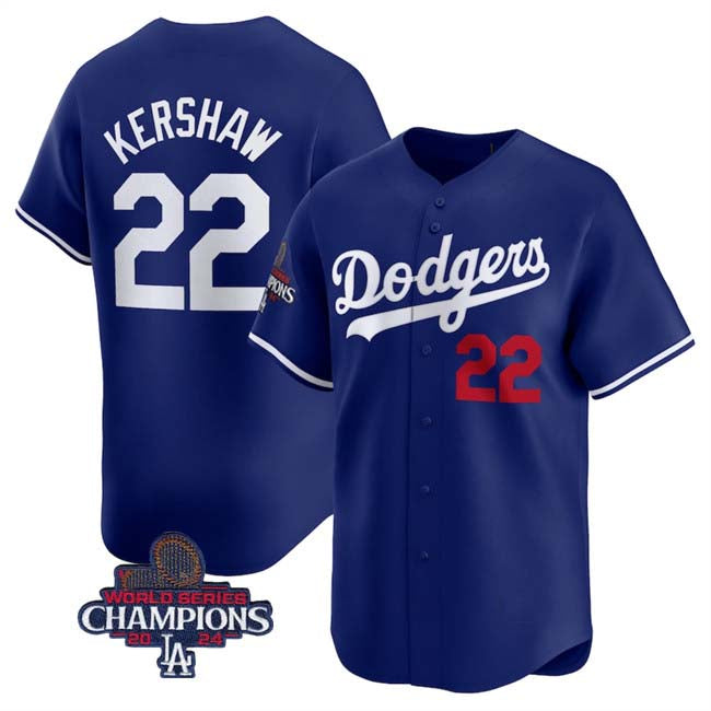 Los Angeles Dodgers #22 Clayton Kershaw Royal 2024 World Series Champi ...