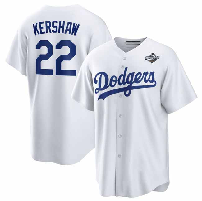 Los Angeles Dodgers #22 Clayton Kershaw White 2025 World Series Home C ...