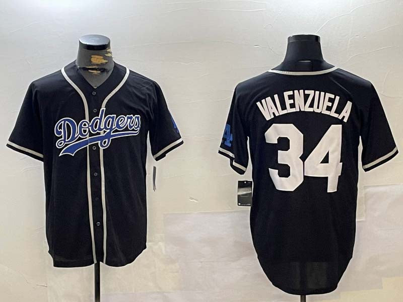 Los Angeles Dodgers #34 Fernando Valenzuela Black Authentic Collection ...