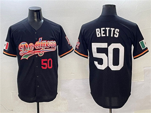 Los Angeles Dodgers #50 Mookie Betts Black Mexico Limited Stitched Bas ...