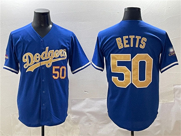 Los Angeles Dodgers #50 Mookie Betts Royal 2025 Gold Collection Limite ...