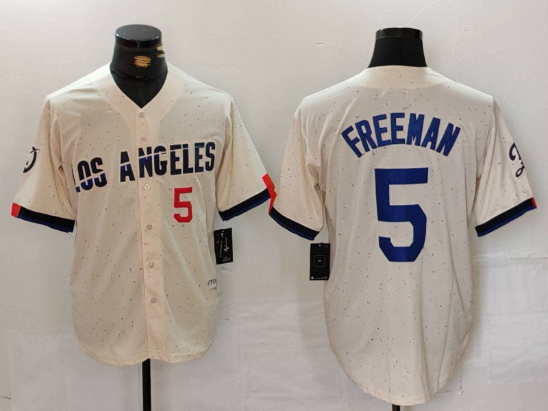 Los Angeles Dodgers #5 Freddie Freeman Number Cream 2024 City Connect ...