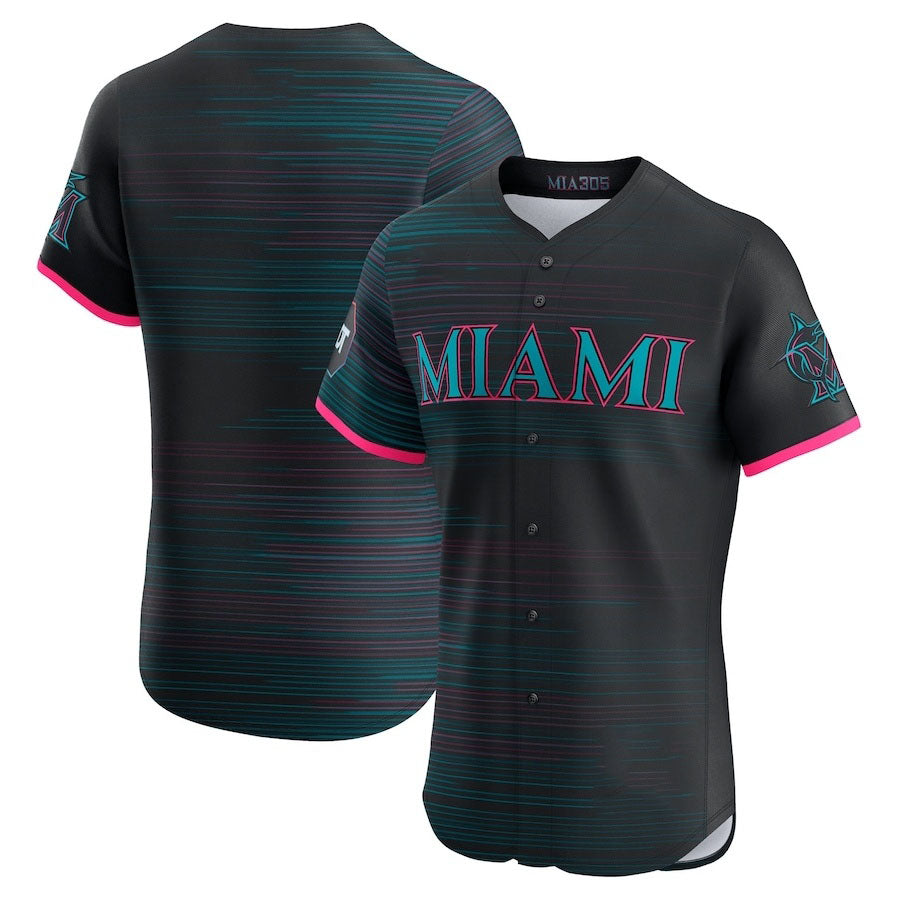 Miami Marlins 2025 City Connect Elite Jersey With Sponsor Patch - Blac ...