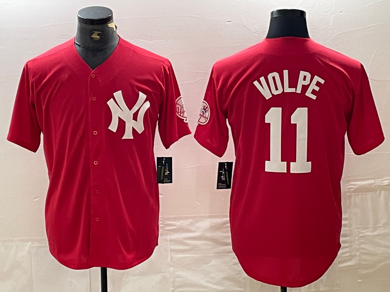New York Yankees #11 Anthony Volpe Red Fashion Cool Base Baseball Jers ...