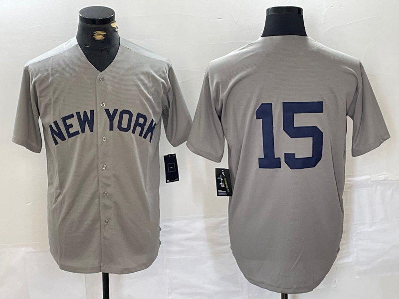 New York Yankees #15 Thurman Munson Grey Stitched Cool Base Baseball J ...