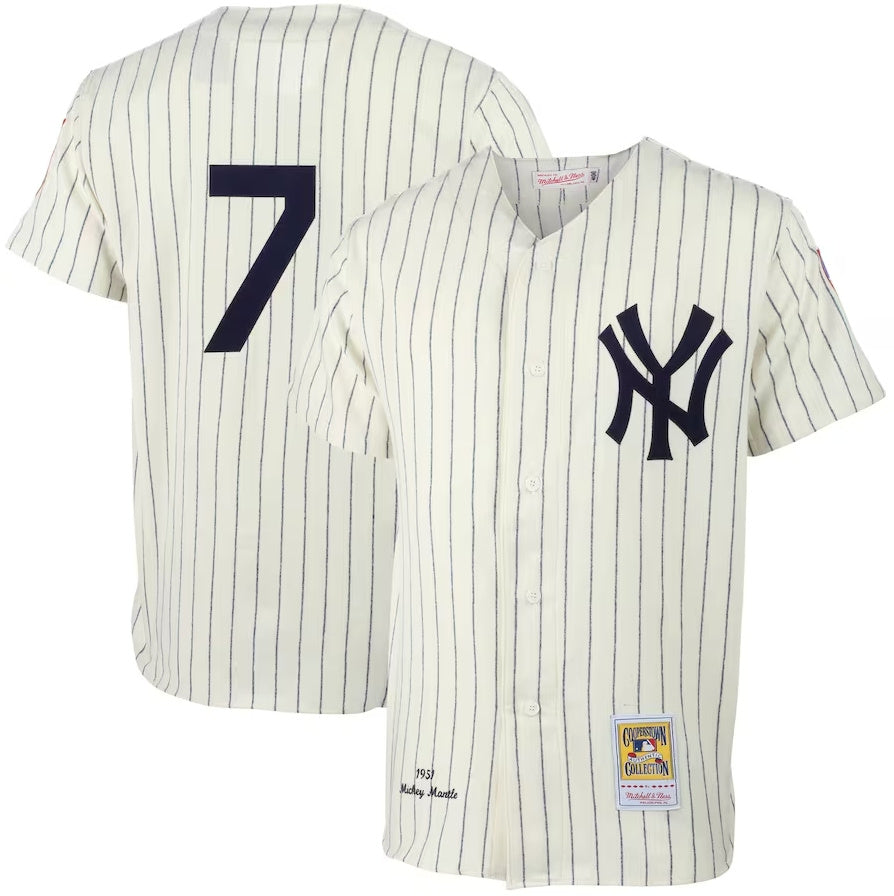New York Yankees #7 Mickey Mantle Mitchell & Ness 1951 Cooperstown Col ...