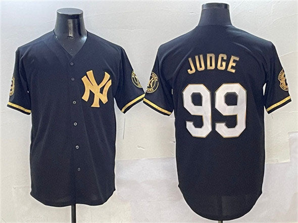 New York Yankees #99 Aaron Judge Black Gold With Patch Limited Stitche ...