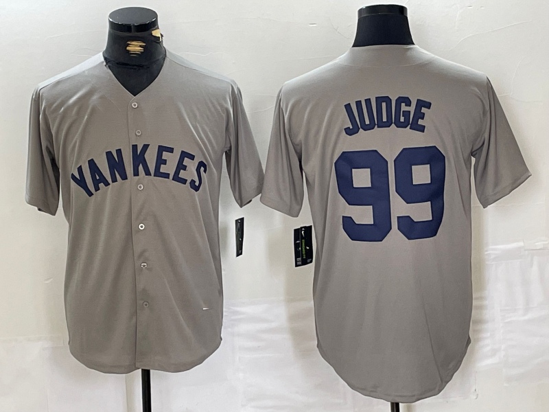 New York Yankees #99 Aaron Judge Name Grey Stitched Throwback Baseball ...