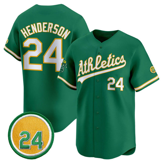 Oakland Athletics #24 Rickey Henderson Green 2024 Limited With Rickey ...