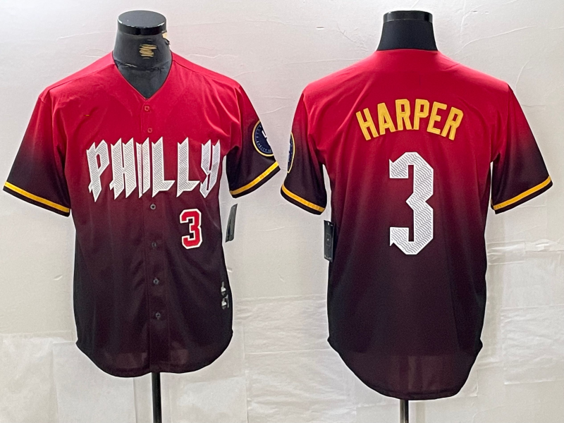 Philadelphia Phillies #3 Bryce Harper Red 2024 City Player Number Cool ...
