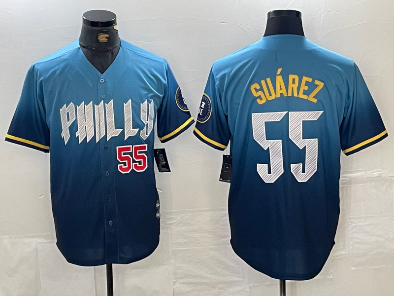 Philadelphia Phillies #55 Ranger Suarez Blue 2024 City Player Number C ...