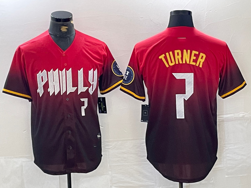 Philadelphia Phillies #7 Trea Turner Red 2024 City Player Number Cool ...