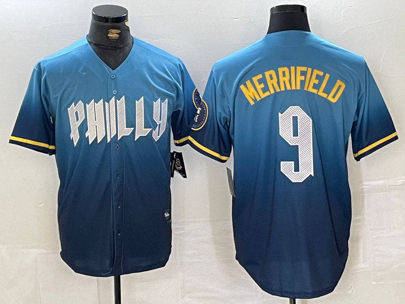 Philadelphia Phillies #9 Whit Merrifield Blue 2024 City Connect Limite ...