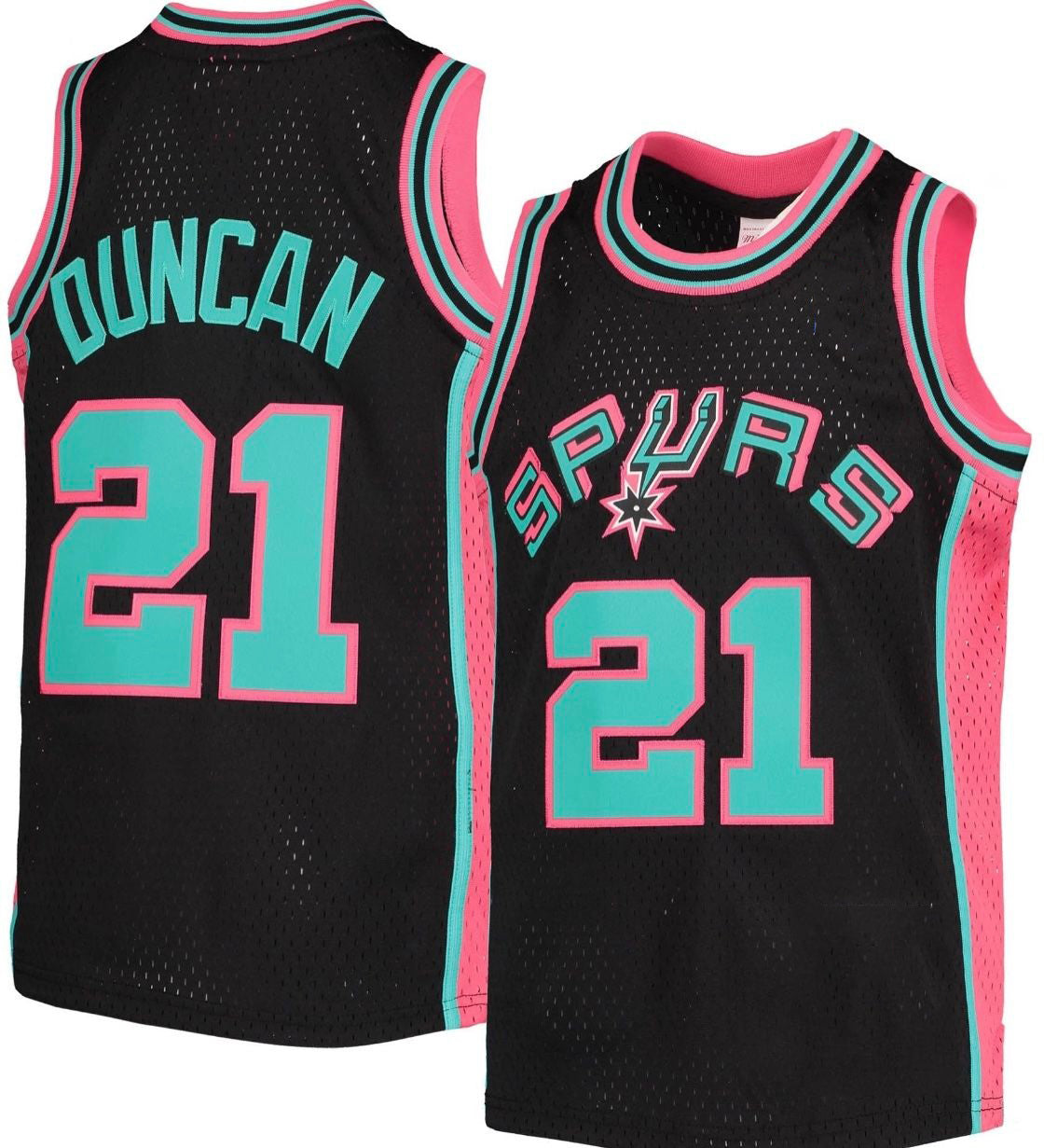 S.Antonio Spurs #21 Tim Duncan Mitchell & Ness Teal 1998-99 Hardwood C ...