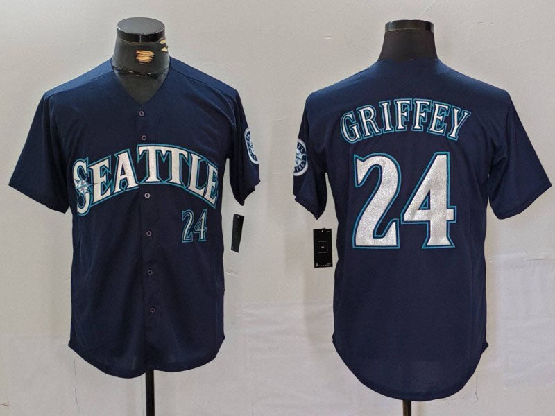 Seattle Mariners #24 Ken Griffey Jr Navy Cool Base Stitched Baseball J ...