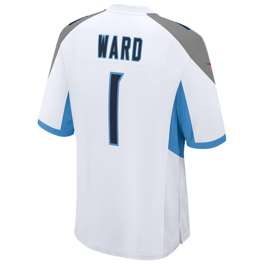 T.Titans #1 Cameron Ward White 2025 Draft First Round Pick Game Stitch ...