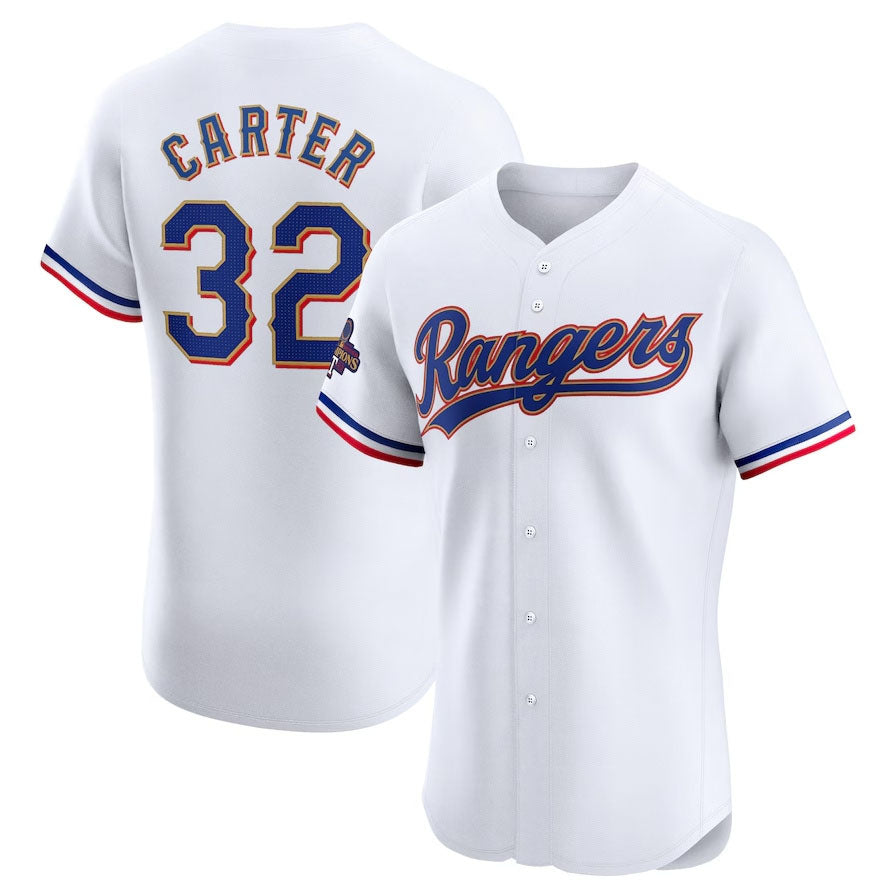Texas Rangers #32 Evan Carter 2024 Gold Collection Elite Player Jersey ...