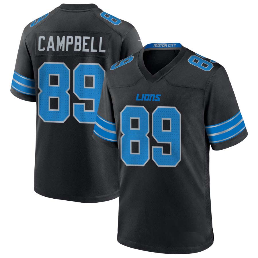 D.Lions #89 Dan Campbell Black 2nd Alternate Game Jersey American Foot ...