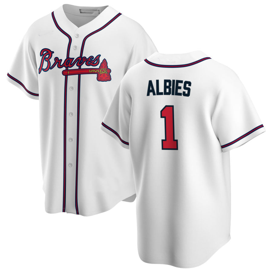 Atlanta Braves #1 Ozzie Albies White Alternate Authentic Player Jersey ...