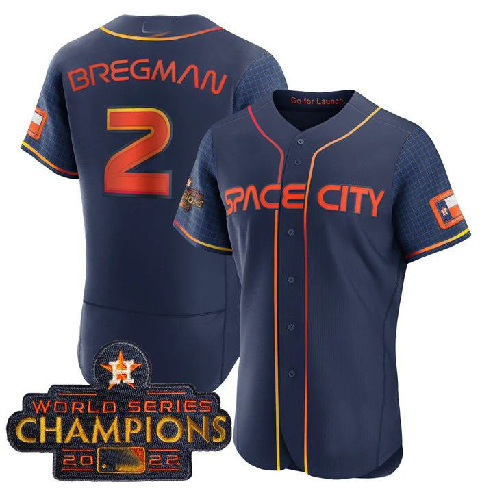 #2 Alex Bregman Houston Astros 2023 SPACE CITY CHAMPIONS FLEX JERSEY ...