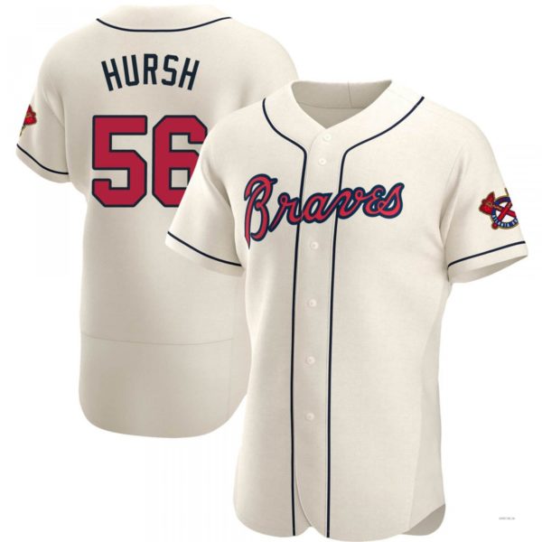 Atlanta Braves #56 Jason Hursh Cream Alternate Jersey Stitches Basebal ...