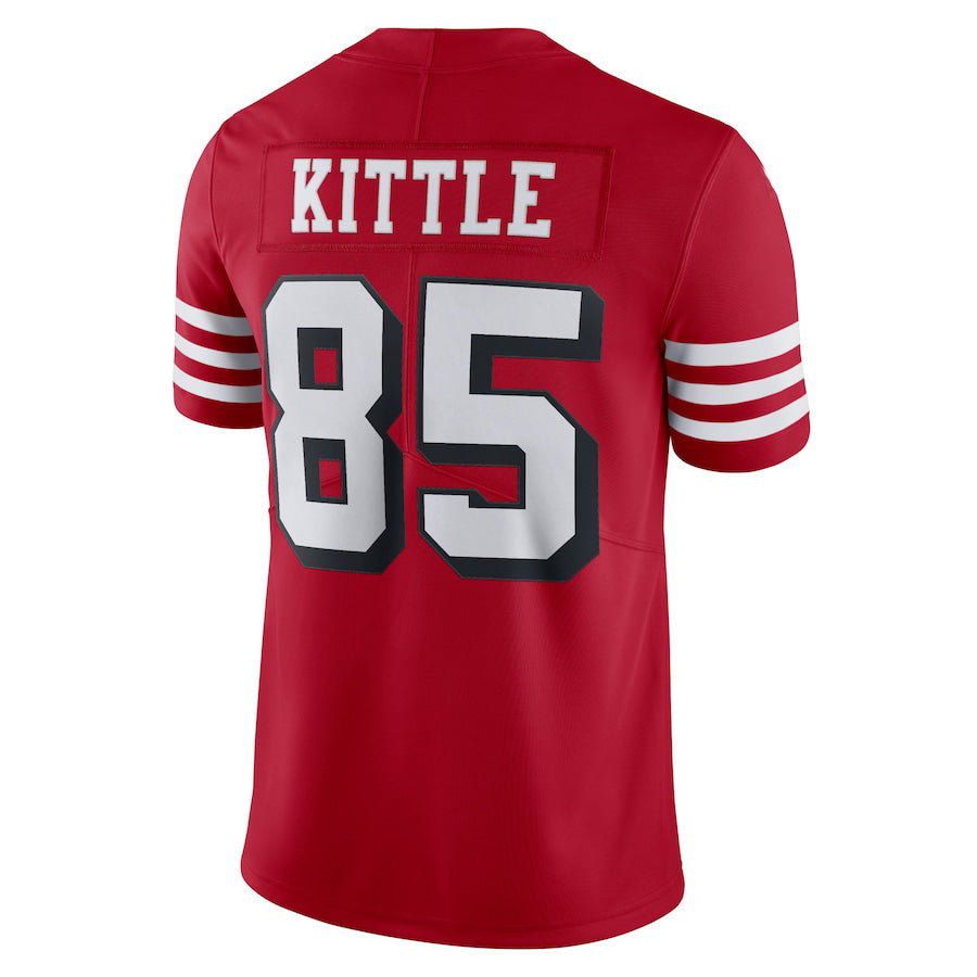 SF.49ers #85 George Kittle New Red Black Stitched American Football Je ...