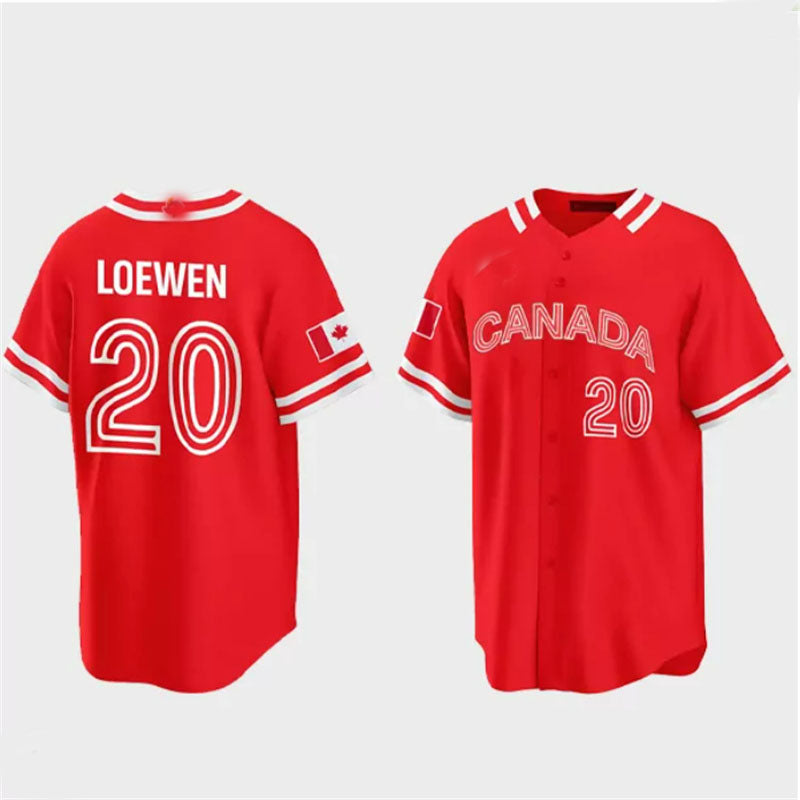 #20 Adam Loewen Canada 2023 World Baseball Classic Jersey ¨C Red Stitc ...