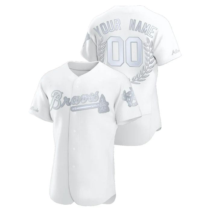 Custom Atlanta Braves White Stitched Award Collection Jersey Baseball ...