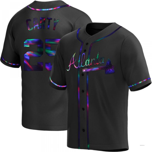 Atlanta Braves #25 Rico Carty Black Holographic Alternate Jersey Stitc ...