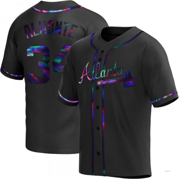 Atlanta Braves #34 Abraham Almonte Black Holographic Alternate Jersey ...