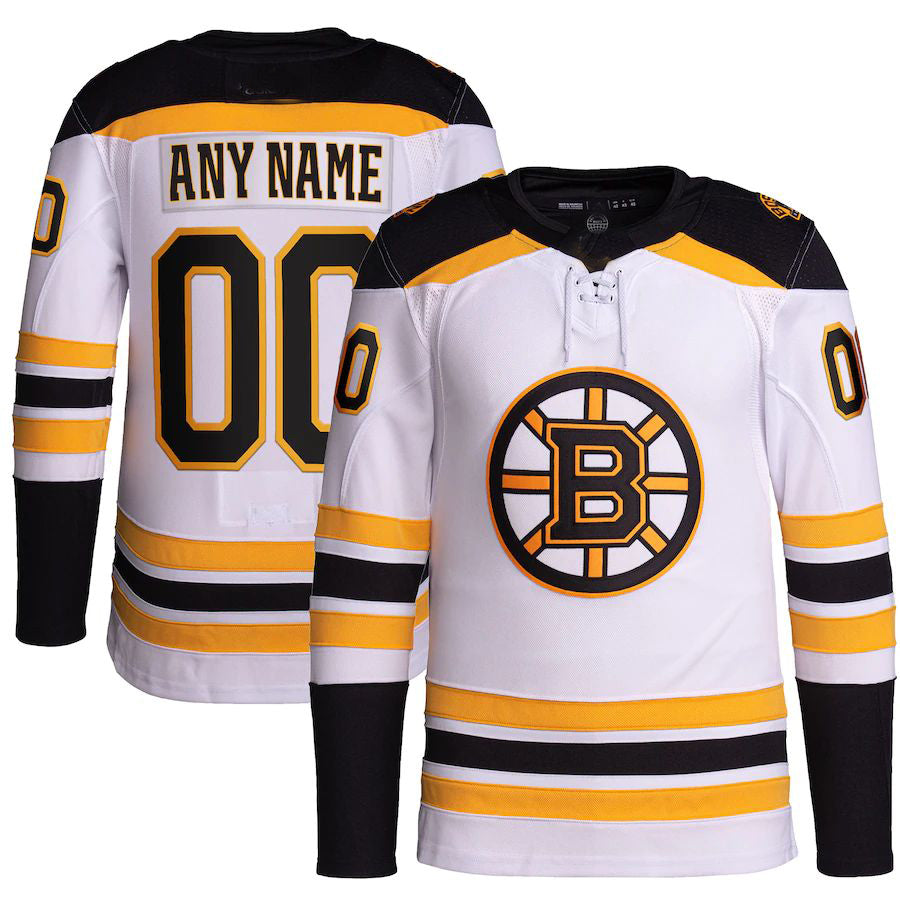 Custom B.Bruins Away Primegreen Authentic Pro Jersey White Stitched Am ...