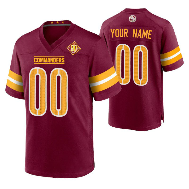 Custom W.Commanders Burgundy 90th Anniversary Game Football Jerseys ...
