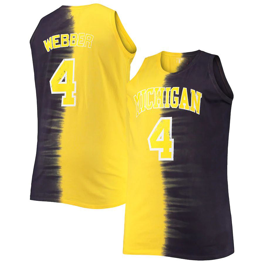 M.Wolverines #4 Chris Webber Mitchell & Ness Big & Tall Player Tie-Dye ...