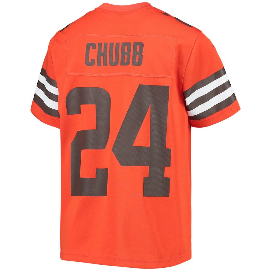 C.Browns #24 Nick Chubb Orange Inverted Team Game Jersey Stitched Amer ...