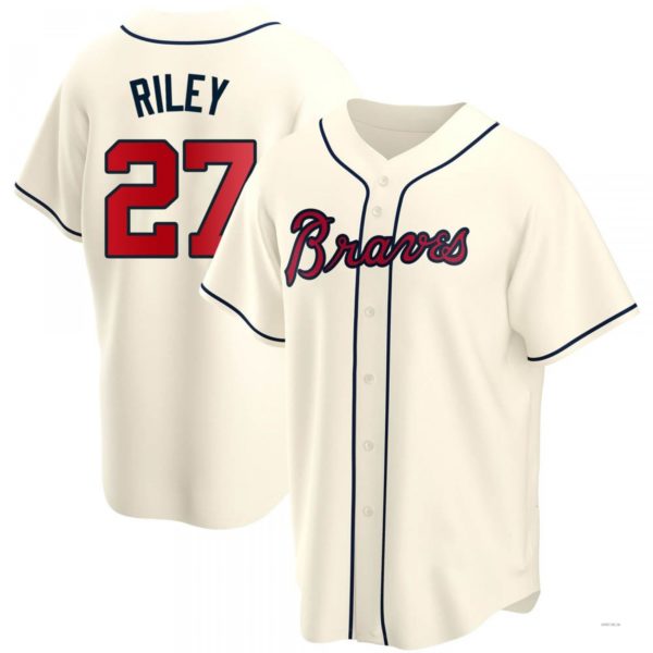 Atlanta Braves #27 Austin Riley Cream Alternate Jersey Stitches Baseba ...
