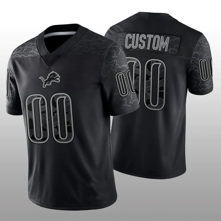 Custom D.Lions Black RFLCTV Limited Jersey Stitched American Football ...