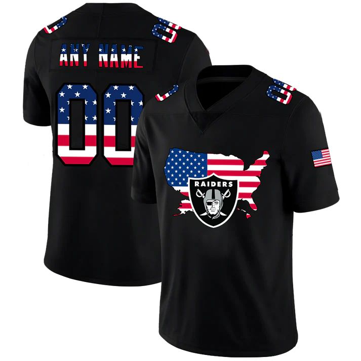 Custom L.Raiders Black Limited Fashion Flag Stitched American Football ...