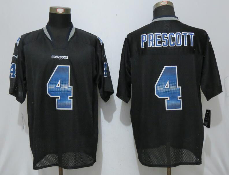 D.Cowboys #4 Dak Prescott Black Strobe Stitched Fashion Jersey America ...