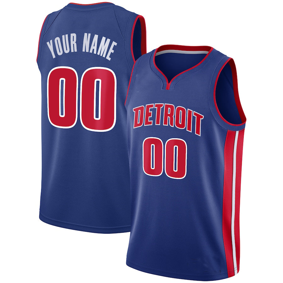 Custom D.Pistons Swingman Jersey Blue City Edition American Stitched B ...