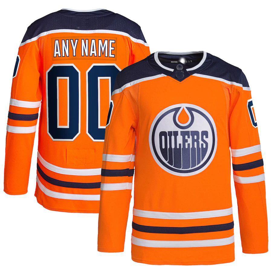 Custom E.Oilers Home Authentic Pro Orange Jersey Stitched American Hoc ...