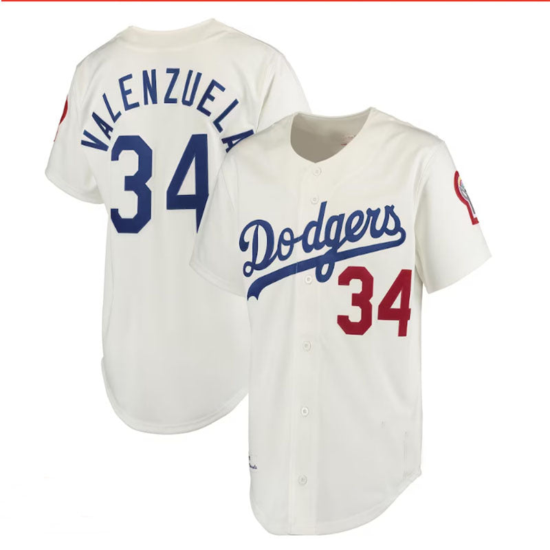 Los Angeles Dodgers #34 Fernando Valenzuela Mitchell & Ness Authentic ...