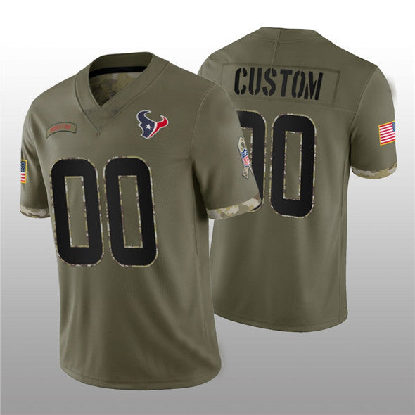 Custom H.Texans ACTIVE PLAYER 2022 Olive Salute To Service Limited Sti ...