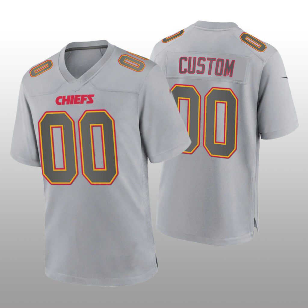 Custom KC.Chiefs Gray Atmosphere Game Jersey Stitched Jersey Football ...
