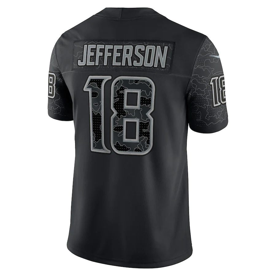 MN.Vikings #18 Justin Jefferson Black RFLCTV Limited Jersey Stitched A ...