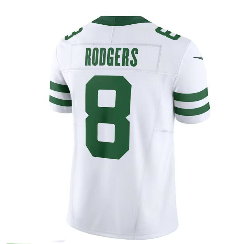 NY.Jets #8 Aaron Rodgers White Legacy Vapor F.U.S.E. Limited Jersey St ...